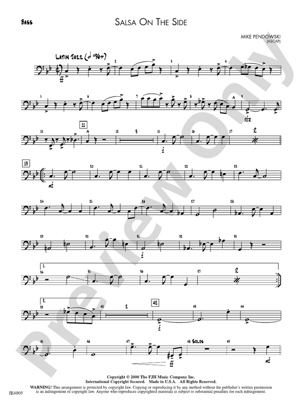 Salsa on the Side: Bass: Bass Part: Mike Pendowski - Digital Sheet ...