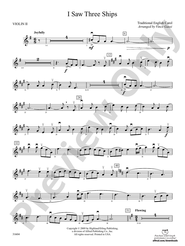 I Saw Three Ships: 2nd Violin: 2nd Violin Part - Digital Sheet Music ...