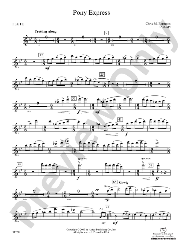 Pony Express: Flute: Flute Part - Digital Sheet Music Download