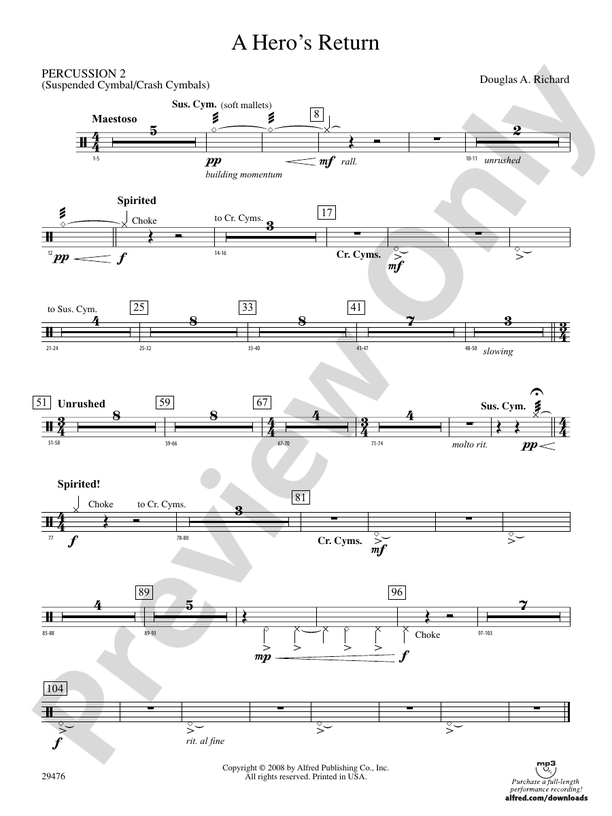 A Hero's Return: 2nd Percussion: 2nd Percussion Part - Digital Sheet ...