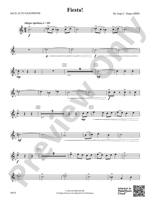 Fiesta!: 2nd E-flat Alto Saxophone: 2nd E-flat Alto Saxophone Part ...