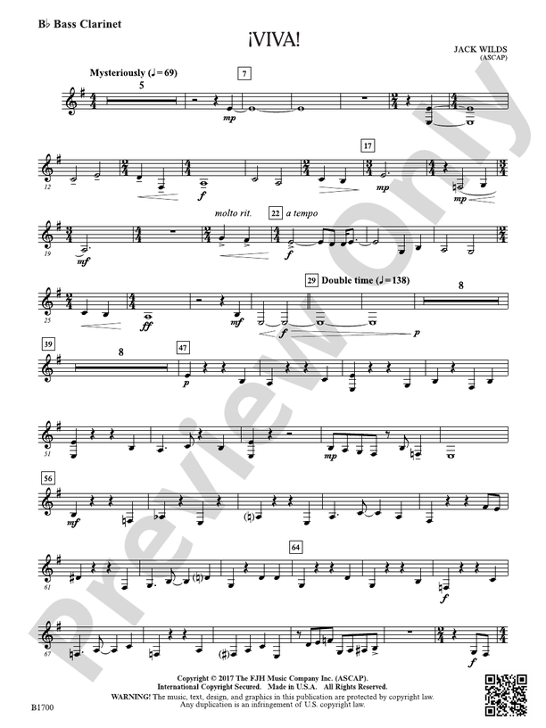 Viva!: B-flat Bass Clarinet: B-flat Bass Clarinet Part: Jack Wilds - Digital Sheet Music Download