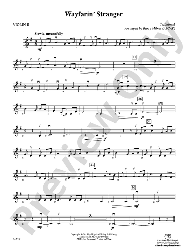 Wayfarin' Stranger: 2nd Violin: 2nd Violin Part - Digital Sheet Music ...