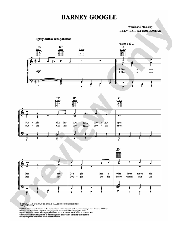 Barney Google: Piano/Vocal/Chords: Billy Rose - Digital Sheet Music ...