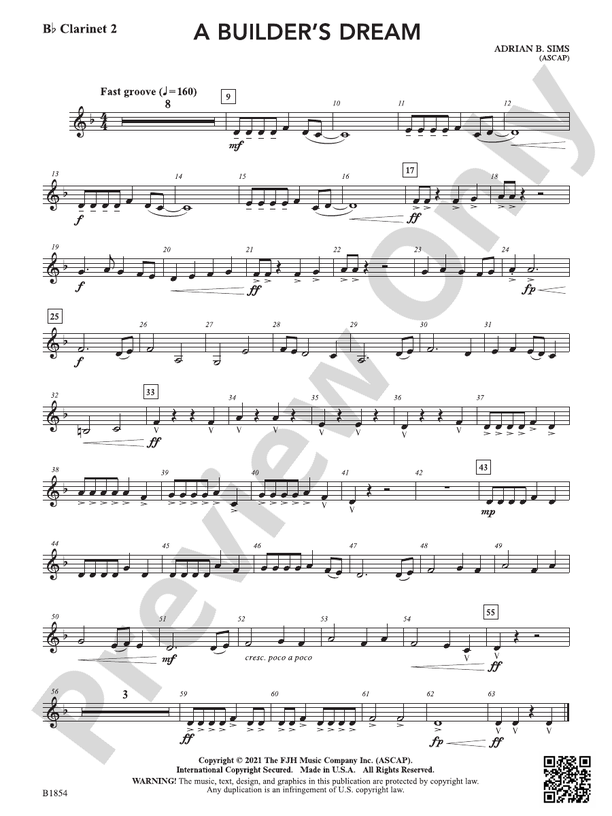 A Builder's Dream: B-flat Clarinet 2: B-flat Clarinet 2 Part: Adrian B ...