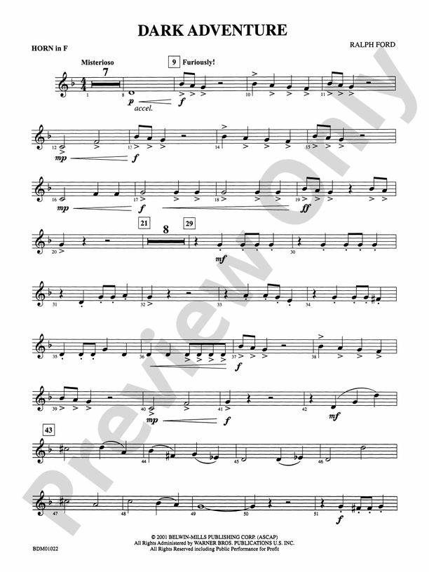 Dark Adventure: 1st F Horn: 1st F Horn Part - Digital Sheet Music Download
