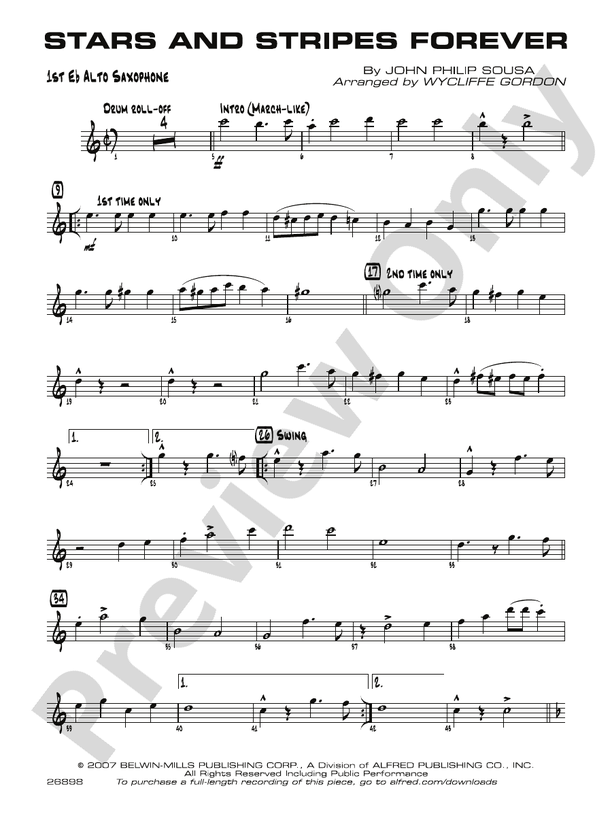Stars and Stripes Forever: E-flat Alto Saxophone: E-flat Alto Saxophone Part - Digital Sheet ...