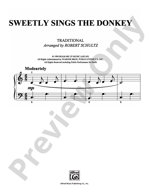 Sweetly Sings the Donkey: Easy Piano: Traditional - Digital Sheet Music ...