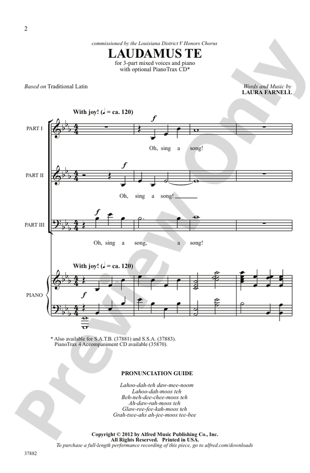 Laudamus Te: 3-Part Mixed Choral Octavo: Laura Farnell - Digital Sheet ...