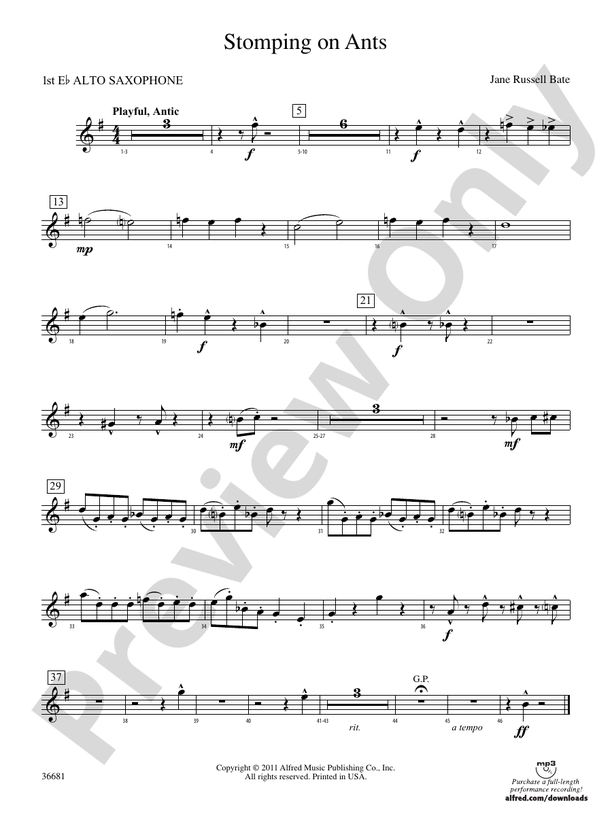 Stomping on Ants: E-flat Alto Saxophone: E-flat Alto Saxophone Part ...