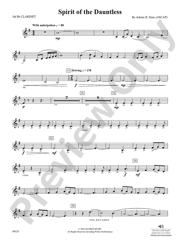 Spirit of the Dauntless: 3rd B-flat Clarinet: 3rd B-flat Clarinet Part ...