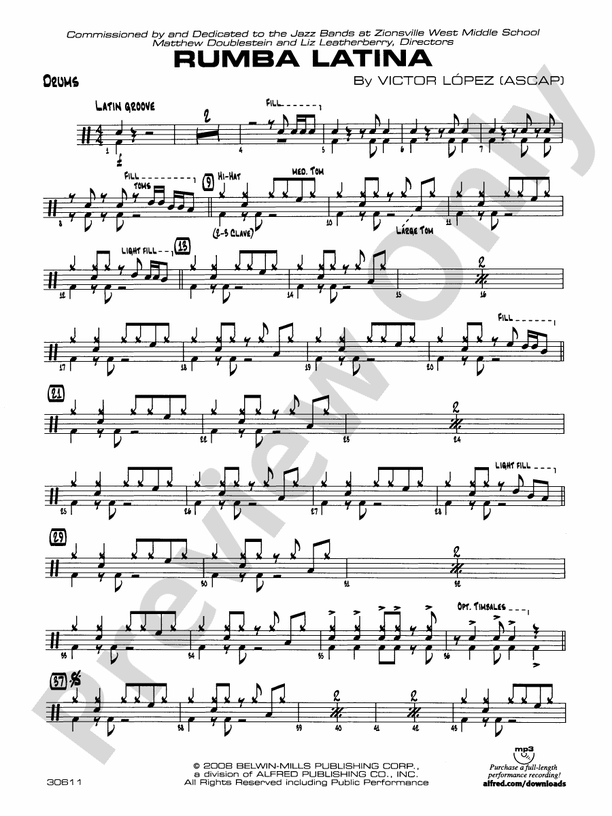 Rumba Latina: Drums: Drums Part - Digital Sheet Music Download