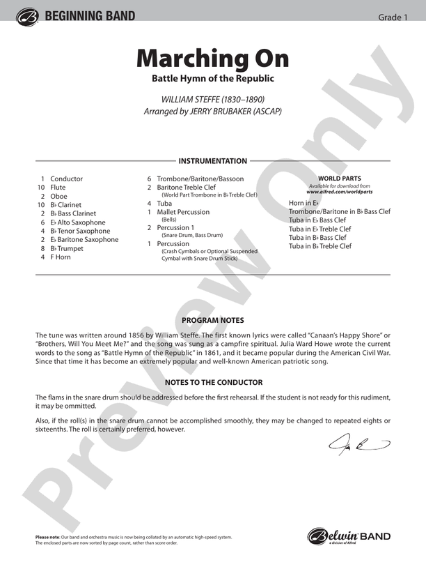 Marching On: Score: Concert Band Score - Digital Sheet Music Download