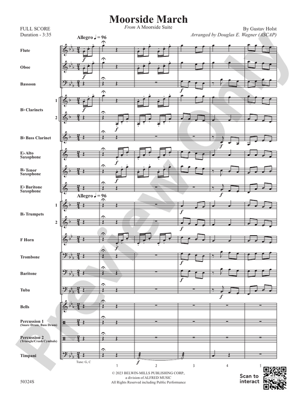 Moorside March: Score: Concert Band Score - Digital Sheet Music Download