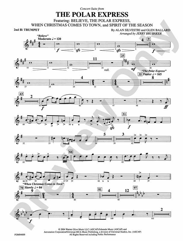 The Polar Express, Concert Suite from: 2nd B-flat Trumpet: 2nd B-flat ...
