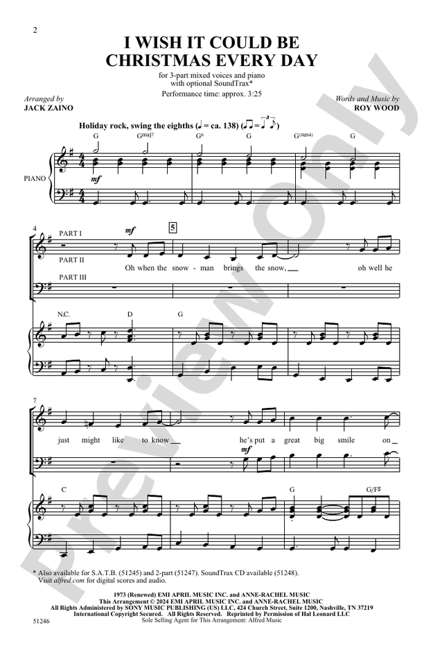 I Wish It Could Be Christmas Every Day: 3-Part Mixed Choral Octavo: Roy ...