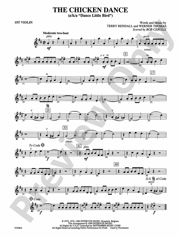 The Chicken Dance: 1st Violin: 1st Violin Part - Digital Sheet Music ...