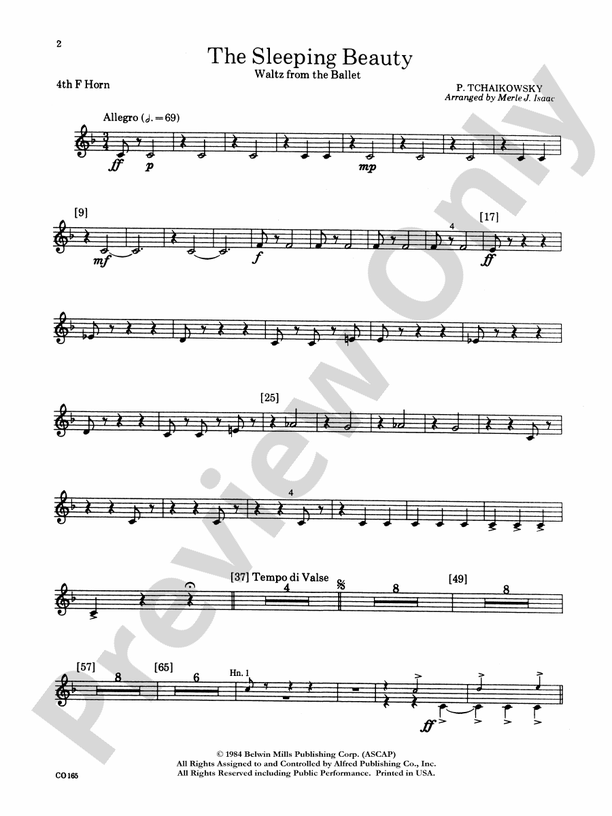 Sleeping Beauty (Waltz from the Ballet): 4th F Horn: 4th F Horn Part ...