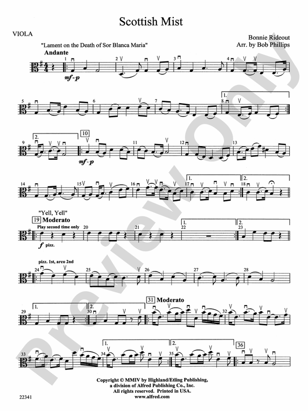 Scottish Mist: Viola: Viola Part - Digital Sheet Music Download