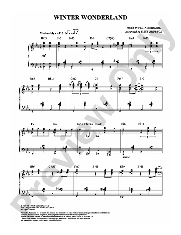 Winter Wonderland: Piano: Felix Bernard - Digital Sheet Music Download