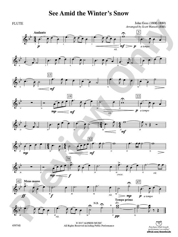See Amid the Winter's Snow: Flute: Flute Part - Digital Sheet Music ...