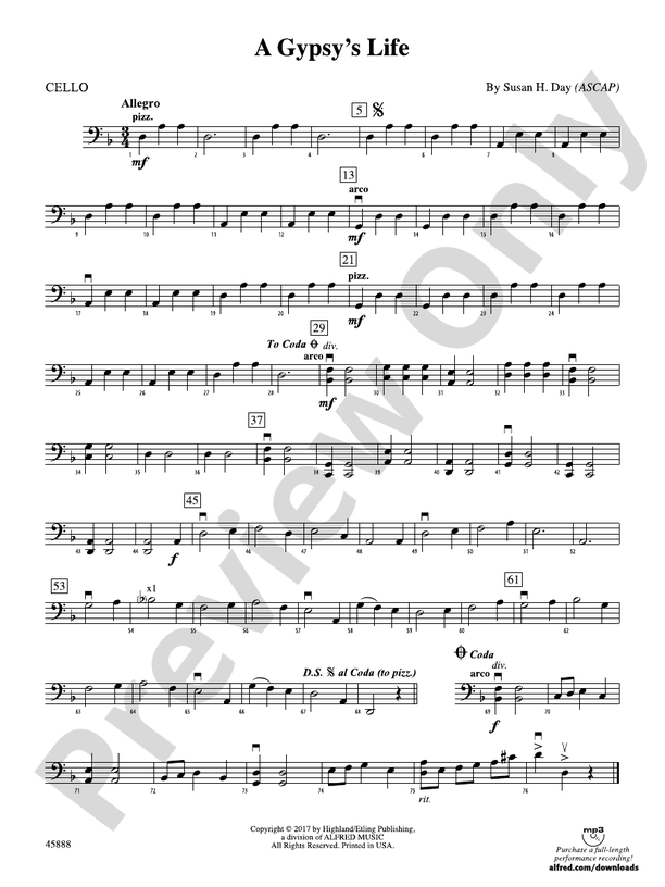 A Gypsy's Life: Cello: Cello Part - Digital Sheet Music Download