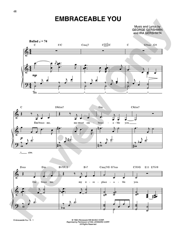 Embraceable You: Piano/Vocal/Guitar: Gloria Estefan - Digital Sheet ...