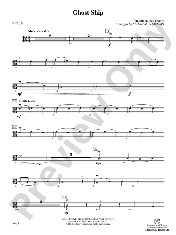 Ghost Ship: Viola: Viola Part - Digital Sheet Music Download