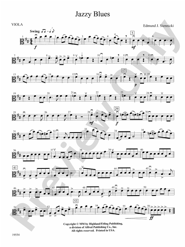 Jazzy Blues: Viola: Viola Part - Digital Sheet Music Download
