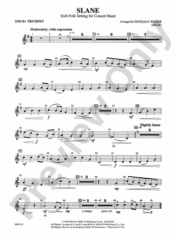 Slane: 2nd B-flat Trumpet: 2nd B-flat Trumpet Part - Digital Sheet ...
