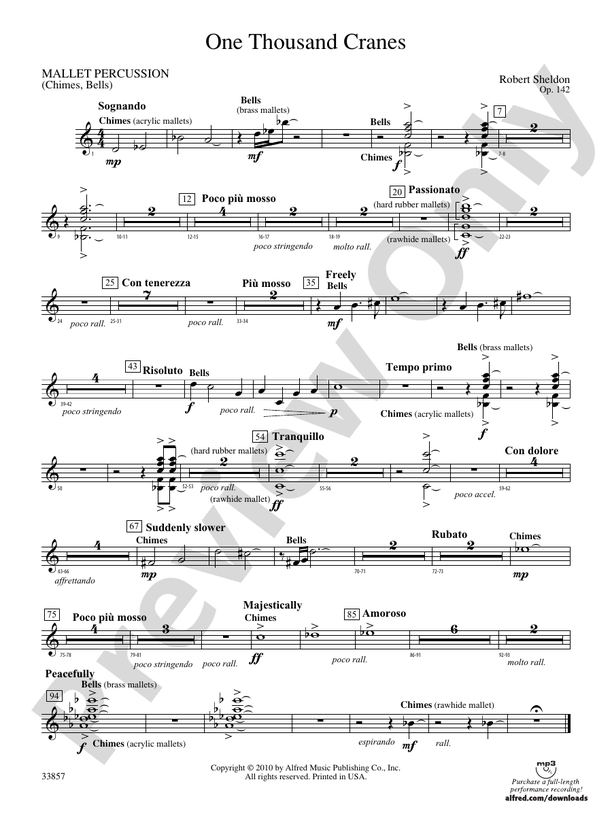 One Thousand Cranes: Mallets: Mallets Part - Digital Sheet Music Download