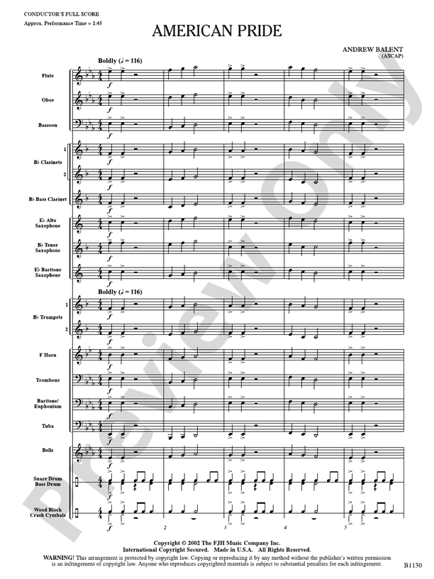 American Pride: Score: Concert Band Score: Andrew Balent - Digital ...