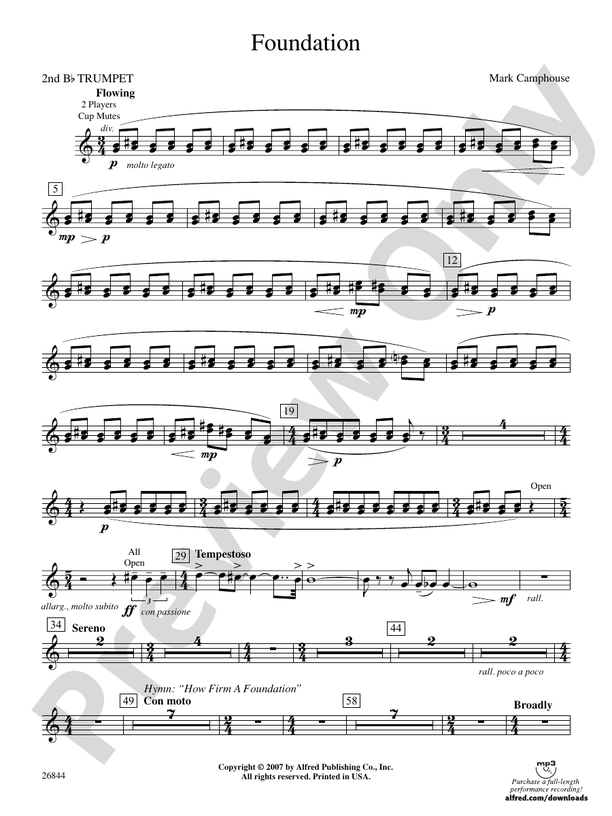 Foundation: 2nd B-flat Trumpet: 2nd B-flat Trumpet Part - Digital Sheet ...