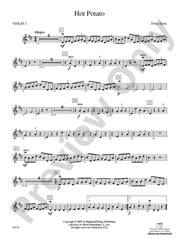 Hot Potato: 1st Violin: 1st Violin Part - Digital Sheet Music Download