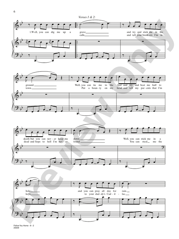 Follow You Home: Piano/Vocal/Chords: Nickelback - Digital Sheet Music ...