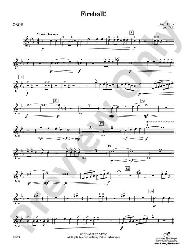 Fireball!: Oboe: Oboe Part - Digital Sheet Music Download
