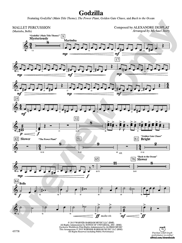 Godzilla: Mallets: Mallets Part - Digital Sheet Music Download