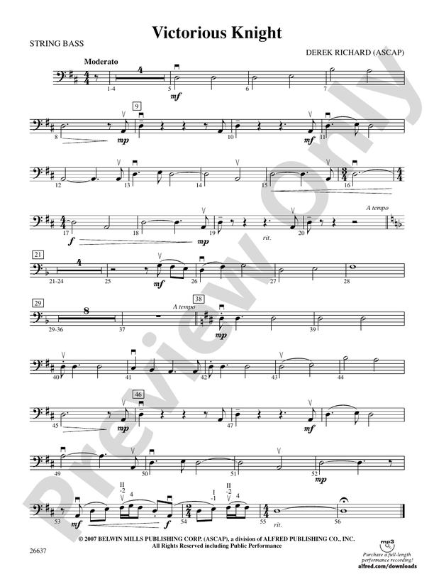 Victorious Knight: String Bass: String Bass Part - Digital Sheet Music Download