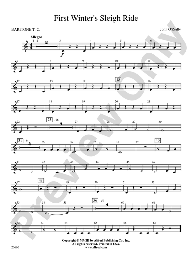 First Winter's Sleigh Ride: Baritone T.C.: Baritone T.C. Part - Digital ...