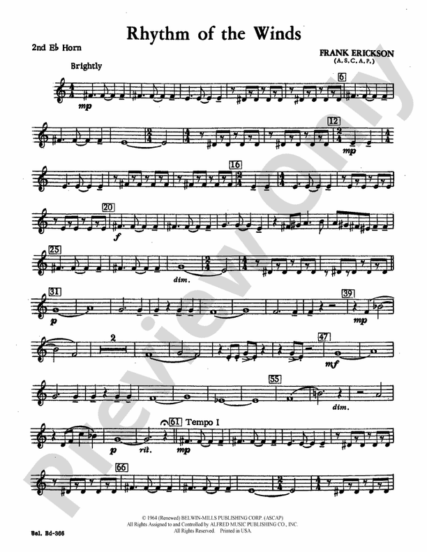 Rhythm of the Winds: (wp) 2nd Horn in E-flat: (wp) 2nd Horn in E-flat ...