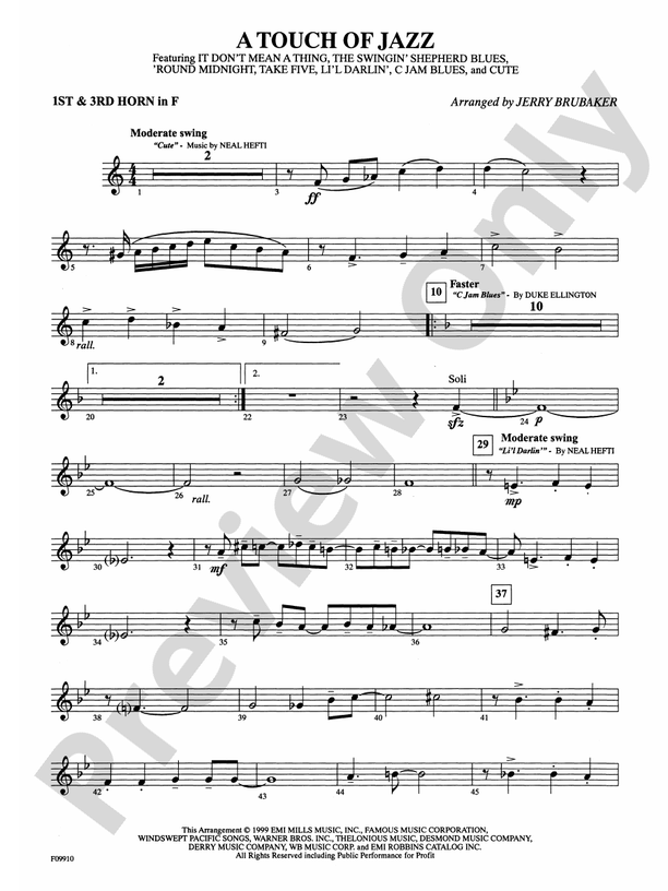 A Touch of Jazz: 1st & 3rd F Horns: 1st & 3rd F Horns Part - Digital ...