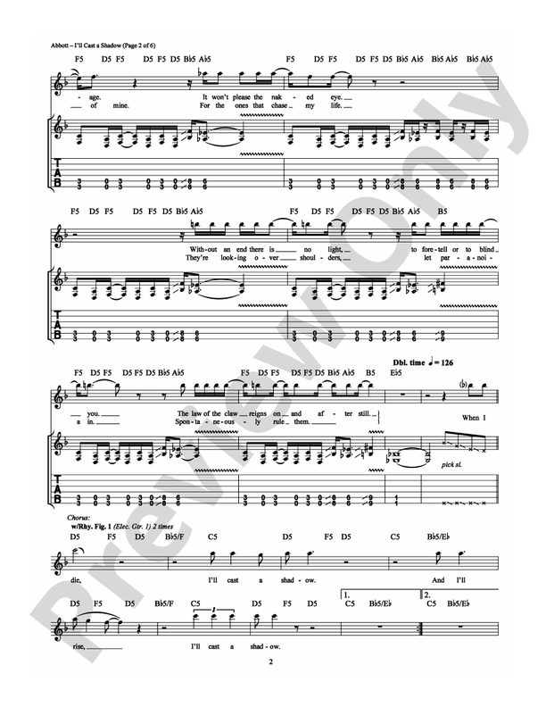 I'll Cast a Shadow: Guitar TAB: Pantera - Digital Sheet Music Download