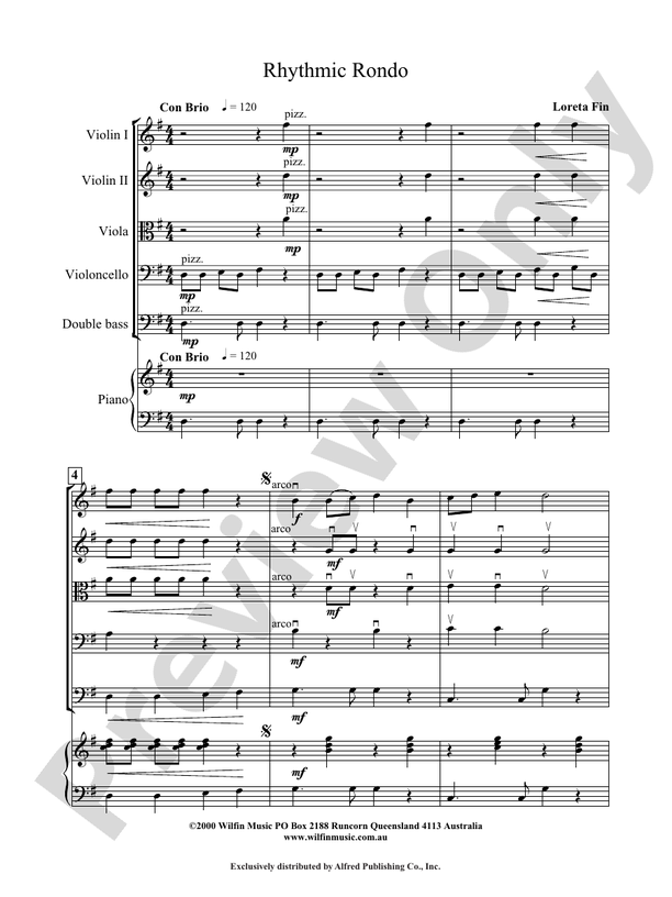 Rhythmic Rondo: String Orchestra Conductor Score & Parts: Loreta Fin ...
