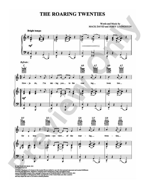 The Roaring Twenties: Piano/Vocal/Chords: Mack David - Digital Sheet ...