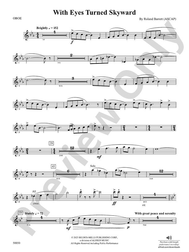 With Eyes Turned Skyward: Oboe: Oboe Part - Digital Sheet Music Download