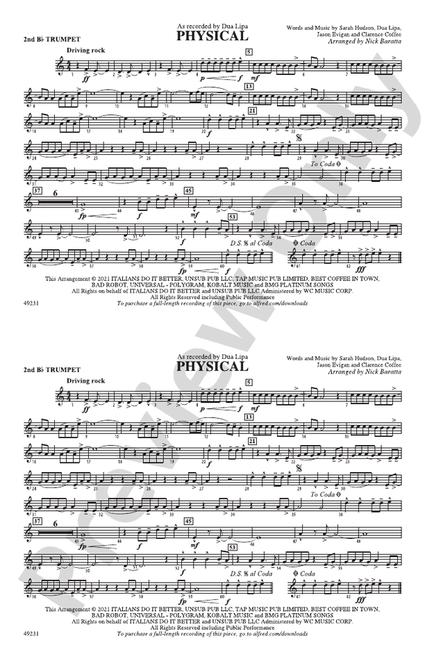 Physical: 2nd B-flat Trumpet: 2nd B-flat Trumpet Part - Digital Sheet Music Download