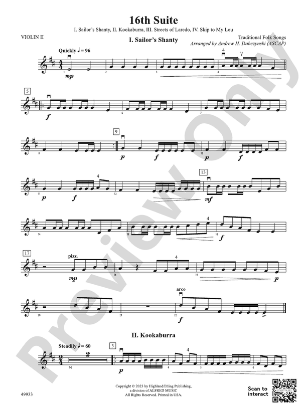 16th Suite: 2nd Violin: 2nd Violin Part - Digital Sheet Music Download