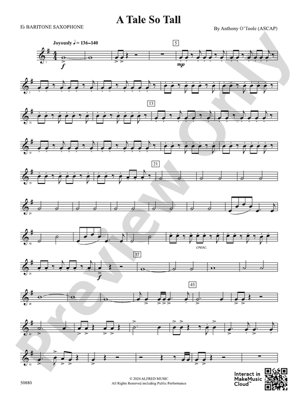 A Tale So Tall: E-flat Baritone Saxophone: E-flat Baritone Saxophone Part - Digital Sheet Music ...