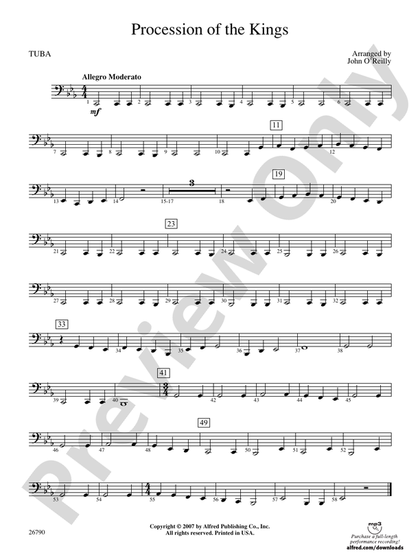 Procession of the Kings: Tuba: Tuba Part - Digital Sheet Music Download