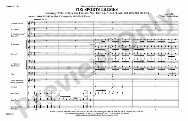 Fox Sports Themes: Score: Marching Band Score - Digital Sheet Music ...